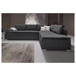 Ecksofa Home Affaire "Night & Day L-Form, B: 324 cm, Dauer-Schlaffunktion und Armlehne", anthrazit, B:324cm H:95cm T:218cm, Struktur ( 100% Polyester);Luxus-Microfaser (100% Polyester), Sofas, Ecksofa, Bettfunktion & Bettkasten, Boxspringbett 180x200 cm, Topseller