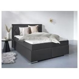 Boxbett Home Affaire "Alfie, wahlweise mit Bettkasten", schwarz, L:206cm, Bezug Bett: Samtvelours (100% Polyester), Bezug der Spiegelfl&auml;che Matratzendrell aus 100% Polyester. Topperbezug abnehmbar und waschbar bis 30o C, aus 100% Polyester, Komplettbetten, Boxspringbett, mit Stra&szlig;steinen im Kopfteil, H2, H3 und H4 w&auml;hlbar, Topseller