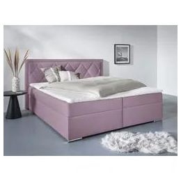 Boxbett Home Affaire "Alfie, wahlweise mit Bettkasten", rosa (rose), L:206cm, Bezug Bett: Samtvelours (100% Polyester), Bezug der Spiegelfl&auml;che Matratzendrell aus 100% Polyester. Topperbezug abnehmbar und waschbar bis 30o C, aus 100% Polyester, Komplettbetten, Boxspringbett, mit Stra&szlig;steinen im Kopfteil, H2, H3 und H4 w&auml;hlbar, Topseller