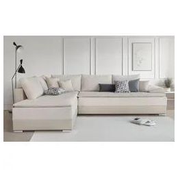 Ecksofa Home Affaire "Night & Day L-Form, B: 324 cm, Dauer-Schlaffunktion und Armlehne", beige, B:324cm H:95cm T:218cm, Struktur ( 100% Polyester);Luxus-Microfaser (100% Polyester), Sofas, Ecksofa, Bettfunktion & Bettkasten, Boxspringbett 180x200 cm, Topseller