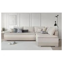 Ecksofa Home Affaire "Night & Day L-Form, B: 324 cm, Dauer-Schlaffunktion und Armlehne", beige, B:324cm H:95cm T:218cm, Struktur ( 100% Polyester);Luxus-Microfaser (100% Polyester), Sofas, Ecksofa, Bettfunktion & Bettkasten, Boxspringbett 180x200 cm, Topseller