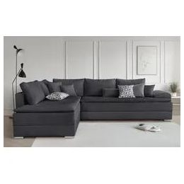 Ecksofa Home Affaire "Night & Day L-Form, B: 324 cm, Dauer-Schlaffunktion und Armlehne", schwarz, B:324cm H:95cm T:218cm, Struktur ( 100% Polyester);Luxus-Microfaser (100% Polyester), Sofas, Ecksofa, Bettfunktion & Bettkasten, Boxspringbett 180x200 cm, Topseller