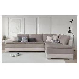 Ecksofa Home Affaire "Night & Day L-Form, B: 324 cm, Dauer-Schlaffunktion und Armlehne", grau (taupe), B:324cm H:95cm T:218cm, Struktur ( 100% Polyester);Luxus-Microfaser (100% Polyester), Sofas, Ecksofa, Bettfunktion & Bettkasten, Boxspringbett 180x200 cm, Topseller