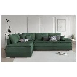 Ecksofa Home Affaire "Night & Day L-Form, B: 324 cm, Dauer-Schlaffunktion und Armlehne", gr&uuml;n (flaschengr&uuml;n), B:324cm H:95cm T:218cm, Struktur ( 100% Polyester);Luxus-Microfaser (100% Polyester), Sofas, Ecksofa, Bettfunktion & Bettkasten, Boxspringbett 180x200 cm, Topseller