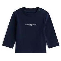 Langarmshirt Tommy Hilfiger "MINI CORP GRAPHIC TEE LS", M&auml;dchen, Gr. 92, schwarz night navy, Jersey, Obermaterial: 93% Baumwolle, 7% Elasthan, unifarben, regular fit normal, Rundhals, eingesetzt gerader Abschluss, Shirts Langarmshirt, f&uuml;r Babys
