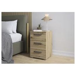 Nachtkommode Rauch "Nachttisch Nachtkonsole OTELI in Dekor- oder Hochglanzfront", eiche artisan, B:40cm H:61cm T:42cm, Holzwerkstoff, Sideboards, mit 3 ger&auml;umigen Schubladen f&uuml;r viel Stauraum MADE IN GERMANY