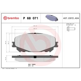 Brembo Bremsbelagsatz, Scheibenbremse P 68 071 vorne rechts links mit Zubeh&ouml;r f&uuml;r MITSUBISHI RENAULT 410606808R MQ005728 7711946208