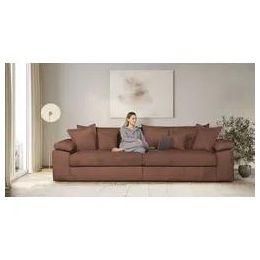 Big-Sofa Home Affaire "Soft&Cosy XXL, B: 303 cm - OTTO. Verl&auml;ssliche Qualit&auml;t.", terracota, B:303cm T:123cm, 100% Polyester, Sofas, Big-Sofa, Mega-Sofa, Cord oder Chenille-Struktur, mit Federkern & 4 Zierkissen, Topseller