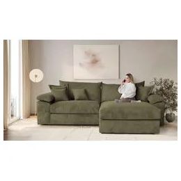 Ecksofa Home Affaire "Soft&Cosy XXL L-Form, B: 303 cm - OTTO. Verl&auml;ssliche Qualit&auml;t.", olive, B:303cm T:187cm, 100% Polyester, Sofas, Ecksofa, Mega-Sofa, Cord oder Chenille-Struktur, mit Federkern & 4 Zierkissen, Topseller