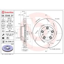 Brembo Bremsscheibe 09c54931 Geschlitzt 360mm 36mm f&uuml;r PORSCHE