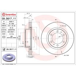 Brembo Bremsscheibe COATED DISC LINE 09.D617.11 vorne rechts links bel&uuml;ftet 319mm f&uuml;r TOYOTA 435120K090 435120K101 435120K100
