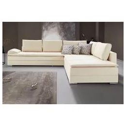 Ecksofa Home Affaire "Night & Day L-Form, B: 324 cm, Dauer-Schlaffunktion und Armlehne", beige, B:324cm H:95cm T:218cm, Struktur ( 100% Polyester);Luxus-Microfaser (100% Polyester), Sofas, Ecksofa, Bettfunktion & Bettkasten, Boxspringbett 180x200 cm, Topseller