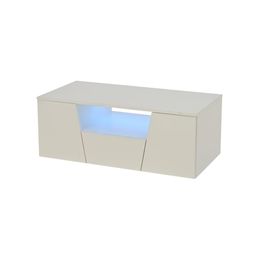 ABRIHOME 100*50*40cm Couchtisch mit LED und Stauraum Wei&szlig; | Gr.: onesize