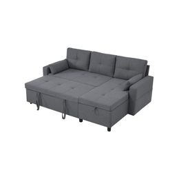 ABRIHOME 2-tlg Schlafsofa mit Schlaffunktion und Stauraum in Grau | Gr.: onesize