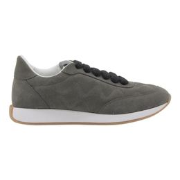 Fabiana Filippi Low-Top Sneaker - Soft Suede Sneakers With Zigzag Stitch Design - Gr. 38,5 (EU) - in Grau - f&uuml;r Damen