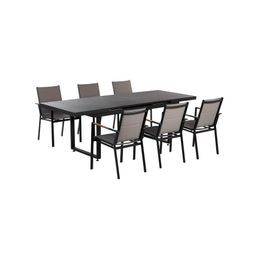 Beliani 7-tlg Gartentisch Set VALCANETTO/BUSSETO in Schwarz/Grau | Gr.: onesize