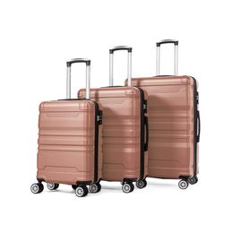 ABRIHOME 3er Hartschalen Koffer Set mit TSA Schloss und Universalrad in Ros&eacute;gold | Gr.: onesize