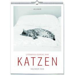 ars vivendi Kalender - Katzen - Literarisch durchs Jahr 2026 | Gr.: onesize