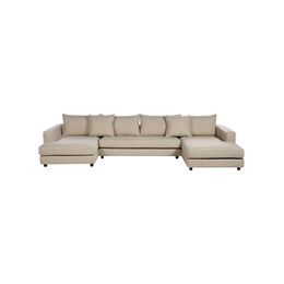 Beliani U-f&ouml;rmiges Sofa LILVIKEN in Beige/Schwarz - (W) 359 x (H) 57 x (L) 194 cm | Gr.: onesize