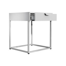 ebuy24 Nachttisch FlokasS wei&szlig; Wei&szlig; 43 x 41 cm | Gr.: onesize
