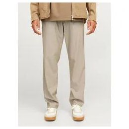 Jack & Jones Stoffhose JACK & JONES "JPSTKANE &ndash; L&auml;ssige Hose mit B&uuml;ndchen, pflegeleicht und relaxed", Herren, Gr. M, N-Gr, beige, Web, Obermaterial: 68% Polyester, 28% Viskose, 4% Elasthan, unifarben, relaxed fit normal, Hosen Stoffhose, meliert, modisch, relaxed fit, Web