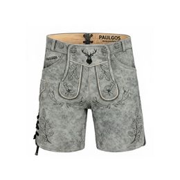 PAULGOS Lederhose Kurz Echtleder HK5 ANTIK in Mitternachtsgrau | Gr.: 48