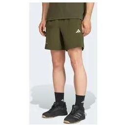 Shorts Adidas PERFORMANCE "TR ESS HP SHORT", Herren, Gr. S, L&auml;nge 7, night cargo, Obermaterial: 87% Polyester, 13% Elasthan, Hosen Shorts, f&uuml;r Fitness und Training, mit Metallic-Optik, schnelltrocknend