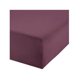 REDBEST Single-Jersey Boxspring-Spannbettlaken Denver in aubergine | Gr.: 90x190 cm - 100x200 cm