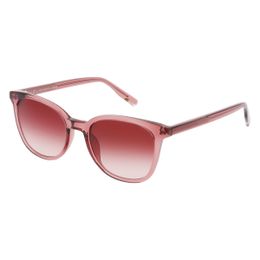 Tom Tailor 676014 | Damen-Sonnenbrille | Fassung: Vollrand, Panto, Kunststoff, Rose Transparent | Glasfarbe: Rot