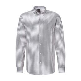 Langarmhemd John Devin "Regular Fit", Herren, Gr. L (41/42), N-Gr, grau, gestreift, Web, Obermaterial: 100% Baumwolle, gestreift, regular fit normal, Rundhals, Manschette, Hemden, Streifenhemd mit Button-down-Kragen, aus reiner Baumwolle
