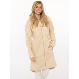 Zwillingsherz Damen Kurzmantel ""Alissa Shiny""beige, Gr. L, bedruckt, bestickt, unifarben, Sweatware, Obermaterial: 50% Baumwolle, 50% Polyester,