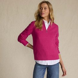 LANDS' END Merino-Pullover mit Rei&szlig;verschluss, Damen,  Pink, Wolle, by Lands' End