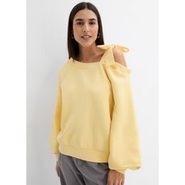 bonprix Weites Sweatshirt mit One-Shoulder, gelb, Gr.52/54 (XXL), L&auml;ssiges Sweatshirt mit One-Shoulder und Schleifendetail, 60% Baumwolle
