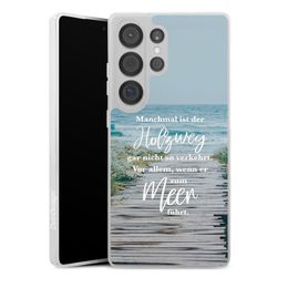 DeinDesign Galaxy S25 Ultra Handy Slim Case Silikon Handyh&uuml;lle transparent H&uuml;lle extra d&uuml;nn Statement Beach Spruch Silikon Slim Case