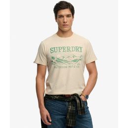 Superdry Herren Retro Outdoor T-shirt in Lockerer Passform Cream - Gr&ouml;&szlig;e: M 10404055033161LG002