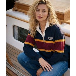 Superdry Damen Heritage Stripe Rugby-shirt Navy - Gr&ouml;&szlig;e: 44 210302670014798T025