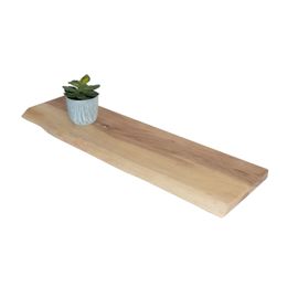 Wandregal Akazienholz natur massiv 80x20 cm Holzregal Steckboard Baumkante AMANDA