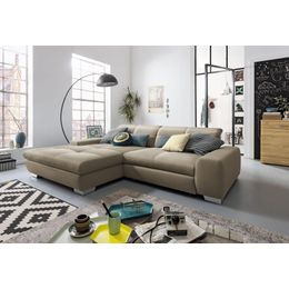 Ecksofa "SO 1200 inkl. Sitztiefen- & R&uuml;ckenverstellung f&uuml;r hohen Sitzkomfort", beige (graubeige gdu 2), B:276cm H:89cm T:198cm, 100% Polyester, SET ONE BY Musterring, Sofas, Ecksofa, wahlweise mit Bettfunktion und Stauraum, L-Form, auch in Cord Bezug, Topseller