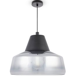 Paco Home Pendelleuchte "DIARA", schwarz, &Oslash; 23,5cm H: 16,9cm, Leuchten, Glas Esszimmer Lampe H&auml;ngeleuchte Modern Vintage Industrial E27, Pendelleuchte