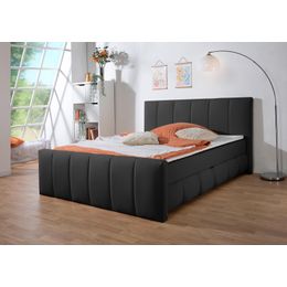 Boxbett Home Affaire "Hanelore inkl. Bettkasten und Topper", schwarz, B:192cm L:220cm, Komplettbetten, Boxbett mit Bettkasten und Fu&szlig;teil, inkl. Topper
