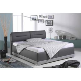 Polsterbett Maintal, grau (anthrazit, hellgrau), B:192cm L:212cm, Ausf. 2-5 Matratzenbezug aus 100% Polyester, Betten, Polsterbett, mit verstellbaren Kopfteil-Elementen