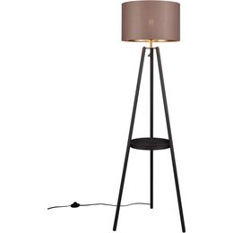 REALITY LEUCHTEN Stehlampe "COLETTE, Stehleuchte Dreibein mit Ablagefl&auml;che exkl 1xE27 max 60W", schwarz (schwarz matt taupe), 1, &Oslash; 57cm H: 152,5cm, 1 Stk., Leuchten, Stehleuchte &Oslash; 57cm mit Fu&szlig;schalter moderne Farbkombination innen gold, Stehlampe