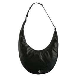 Hobo Calvin Klein "BUCKLE CONVERTIBLE HOBO BAG", Damen, Gr. B/H/T: 41,5cm x 47,5cm x 10cm, schwarz, Lederimitat, Polyester, Taschen Hobo, Schultertasche, Umh&auml;ngetasche, Hobo Bag mit CK-Logo