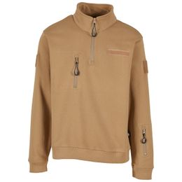 Troyer Brandit "Brandit Tactical Sweat Troyer", Herren, Gr. XXL, camel, 100% Polyacryl, unifarben, normal, amerikanischer Ausschnitt, Pullover Troyer