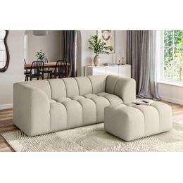 3-Sitzer Home Affaire "TUURE Verl&auml;ssliche Qualit&auml;t, moderne Steppung, Breite 227cm", beige (hellbeige), B:227cm H:81cm T:94cm, 100% Polyester, Sofas, Bubble Optik, hoher Sitzkomfort, Wellenunterfederung