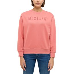 Sweatshirt Mustang "Damen Style Aberdeen", Damen, Gr. M, rosa, 100% Baumwolle, relaxed fit, Rundhals, Sweatshirts Sweatshirt