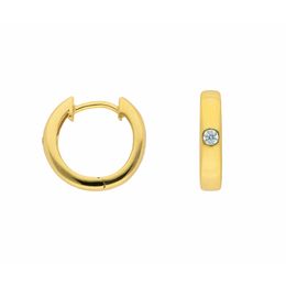 Adelia&acute;s Paar Creolen ADELIA&acute;S "Damen 585 Gold Ohrringe Creolen mit Zirkonia &Oslash; 13,6 mm", gold, Ohrringe, Damen, Damen, Gelbgold 585 Gold, Gelbgold 585, Gold, mit Zirkonia Goldschmuck f&uuml;r Damen