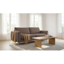 3-Sitzer OTTO HOME "Finnian", braun, B:212cm H:88cm T:90cm, 100% polyester, Sofas, 212 cm, Chenille, elegante Massivholzf&uuml;&szlig;e
