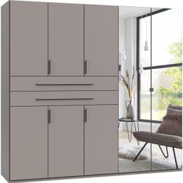Dreht&uuml;renschrank wimex "Digit Kleiderschrank wahlweise mit oder ohne Spiegel", saharagrau, B:225cm H:208cm T:58cm, Holzwerkstoff, Schr&auml;nke, Dreht&uuml;renschrank, erh&auml;ltlich in den Breiten 225cm oder 270cm (mit 8 oder 10 T&uuml;ren)