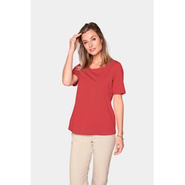 Langarm-Poloshirt GOLDNER "Gepflegtes Shirt in formstabiler Ware", Damen, Gr. 44, rot, Obermaterial: 82% Polyester PES. 18% Elasthan EL., normal, Sonstiges, Shirts, Ohne